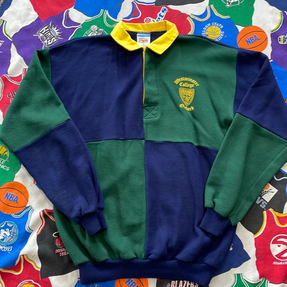 Vintage | Shirts | Vintage Westminster College Oxford Colorblock Rugby ...